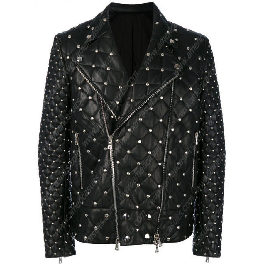Men Studded Leather Jacket