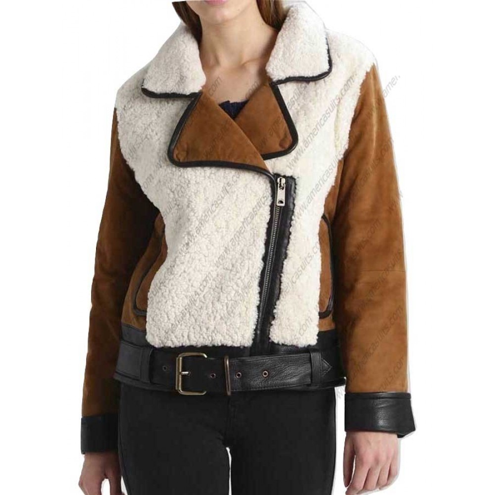 Women's Suede Shearling Jacket | America Suits